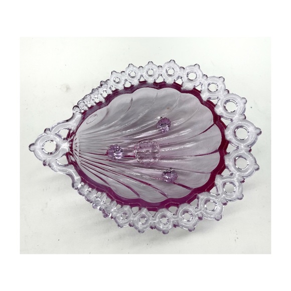 Fenton | Other | Vintage Fenton Footed Trinked Dish Pink Glass Shell ...
